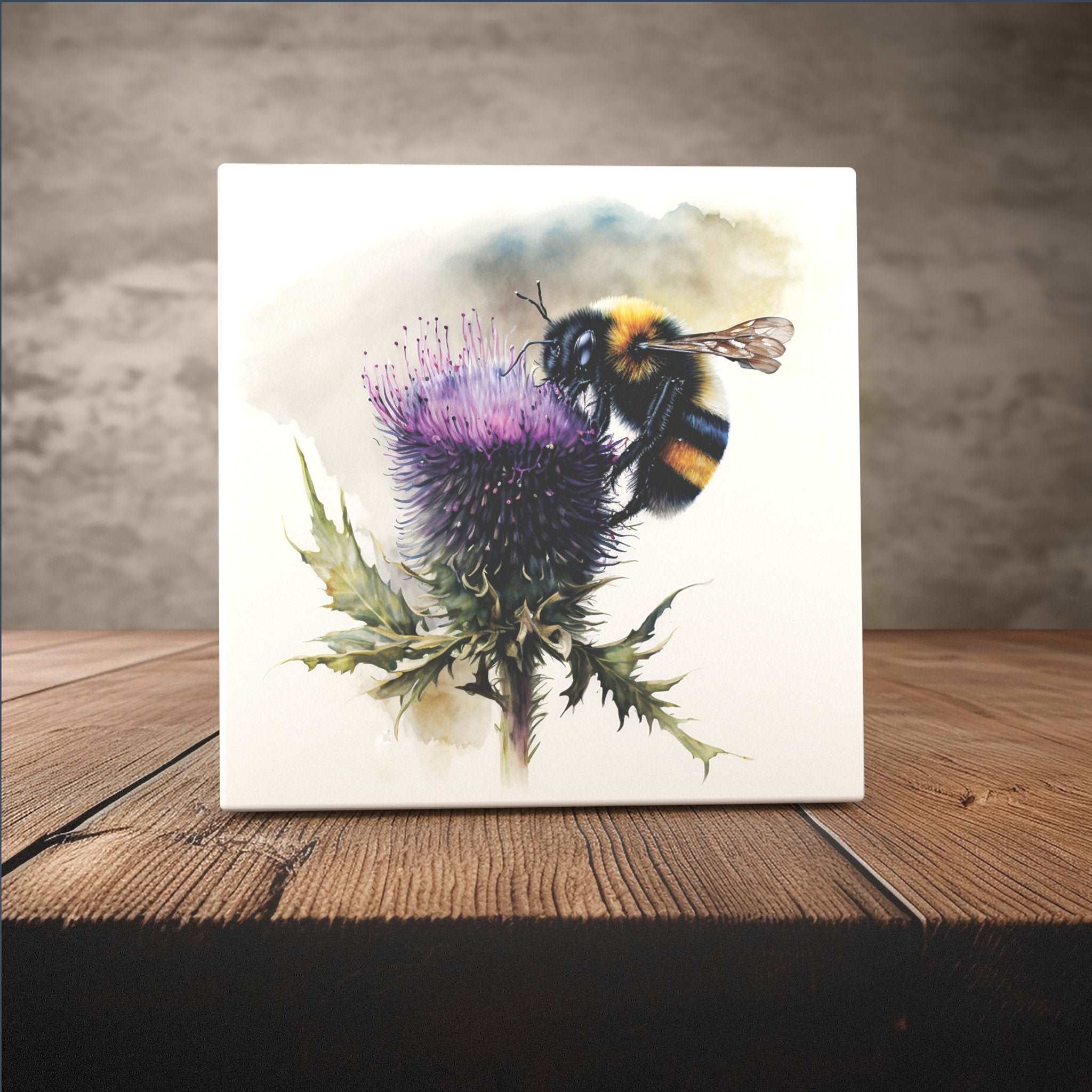 Botanical Bee Illustration Tile - Eco-Friendly Living Room Art ...