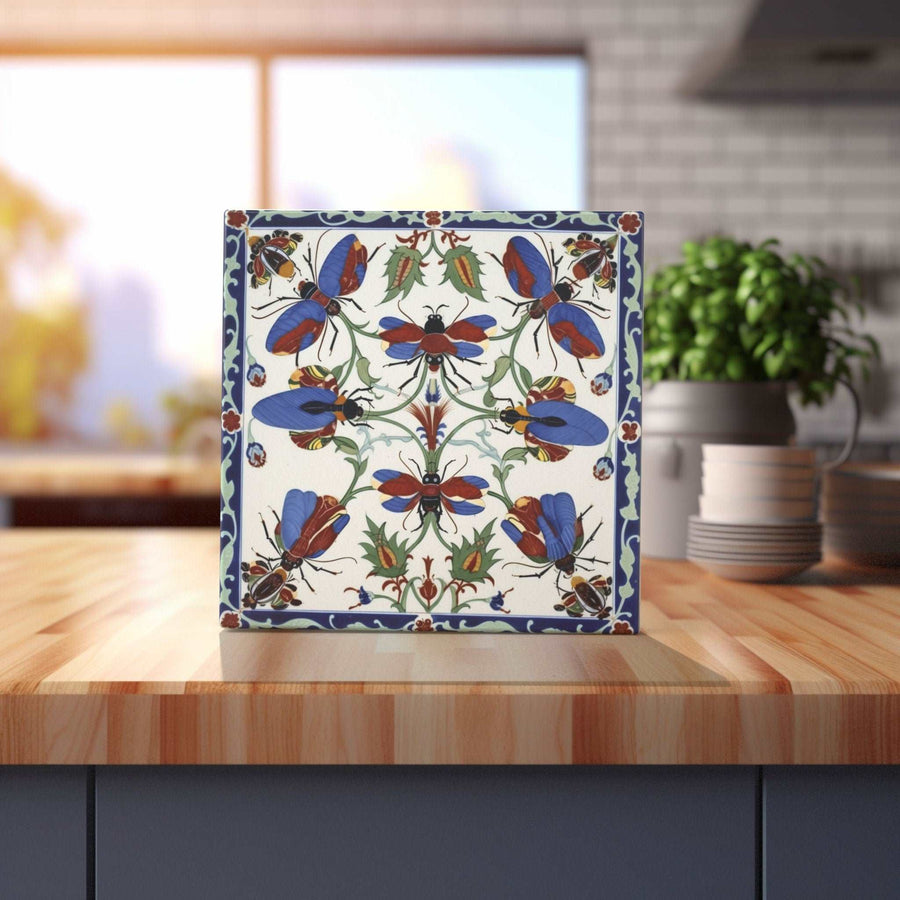 Enchanted Garden Beetle Ceramic Tile - Nature-Inspired Decorative Art ...