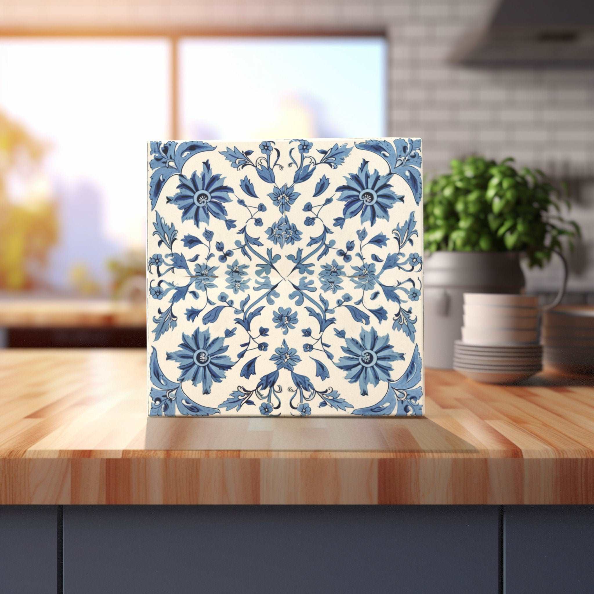 Heritage Blue Floral Pattern Tile - Luxurious Embellishment – Peeping ...
