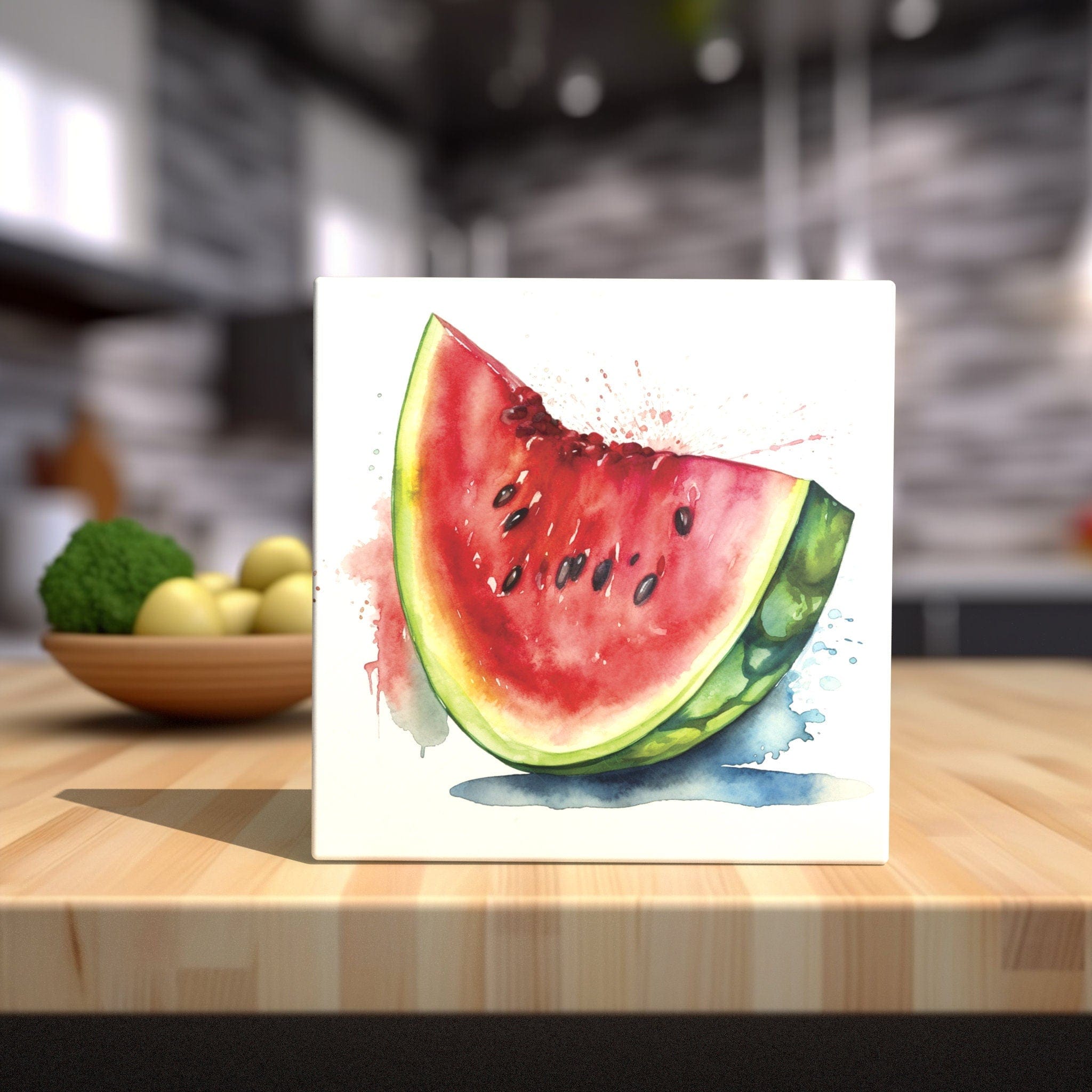 Juicy Summer Splash - Watermelon Slice Artistic Ceramic Tile for Vibra ...